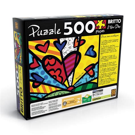 Quebra Cabe A Pe As Puzzle Romero Britto A New Day Grow Quebra
