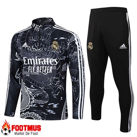 Jeu De Ensemble Survetement De Foot Real Madrid Gris Noir Blanc 2023