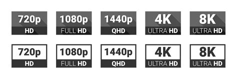 Video Quality Symbol Hd Full Hd K K K Resolution Icons High