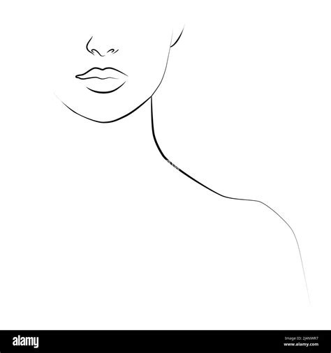Vector Portrait In A Minimalist Style Portrait Of A Woman Hand Drawn