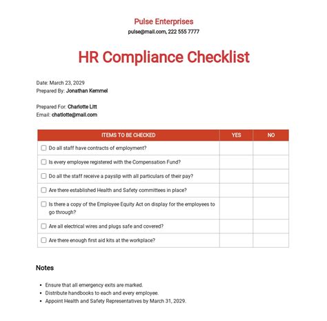 12 Free Hr Compliance Checklist Templates In Pdf Word Pages Riset
