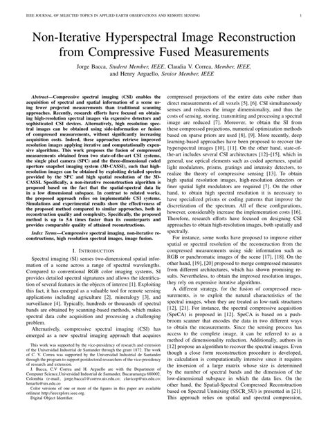 pdf noniterative hyperspectral image reconstruction from compressive fused measurements