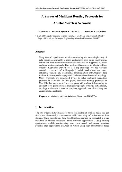 pdf a survey of multicast routing protocols for ad hoc wireless networks