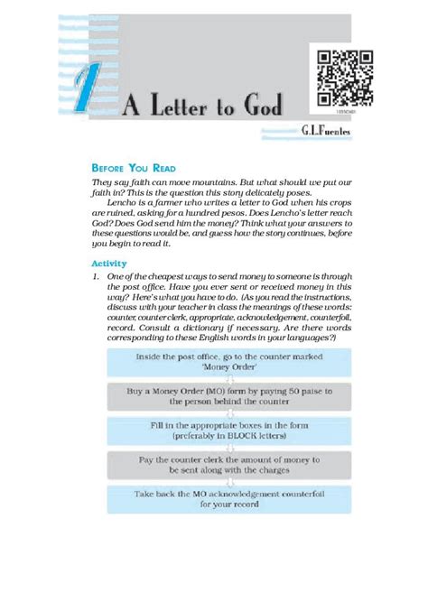 UP Board Book Class 10 English First Flight Chapter 1 A Letter To God