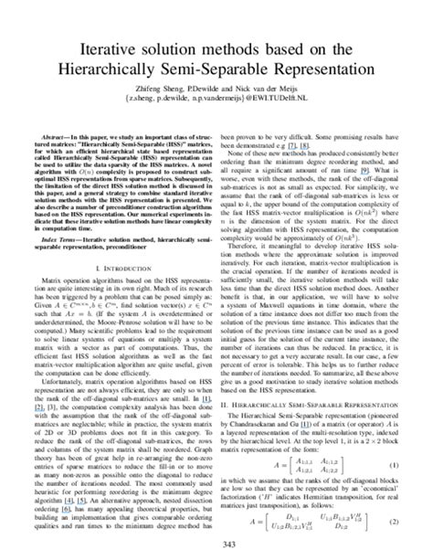 pdf iterative solution methods based on the hierarchically semi separable representation