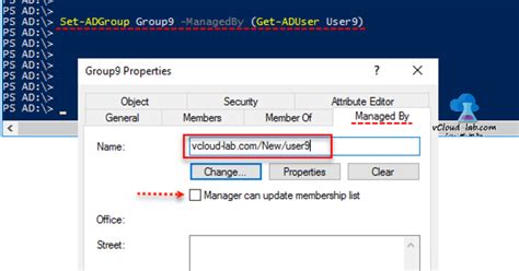 Powershell Active Directory ADGroup Managedby Checkbox Manager Can