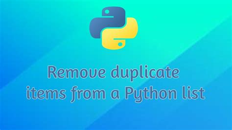 How To Remove Duplicate Items From Python List Pythonprogramming Youtube