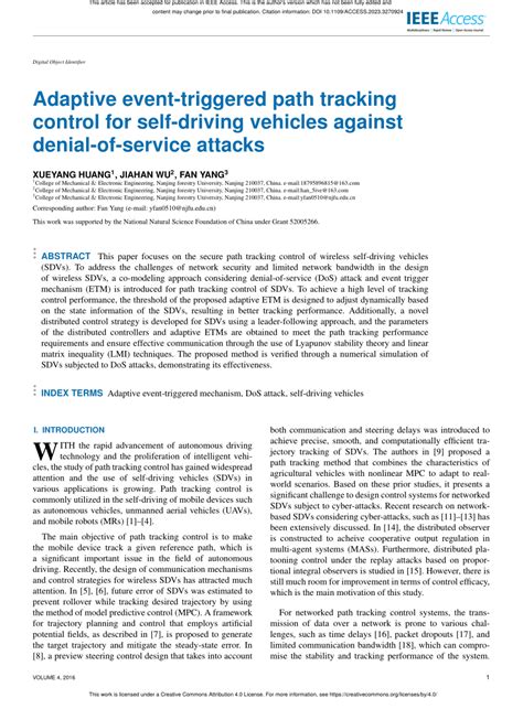 pdf adaptive event triggered path tracking control for self driving vehicles against denial of