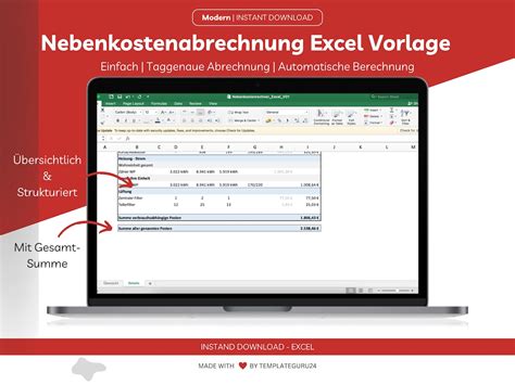 Einfache Nebenkostenabrechnung als Excel Template Für ein od mehrere