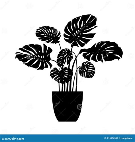 Monstera La Planta Maceta Vector Silueta Ilustración del Vector