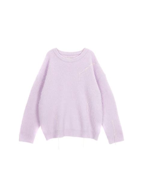 MUSINSA公式 MATIN KIM LOGO STITCH HAIRY KNIT PULLOVER IN LIGHT PINK