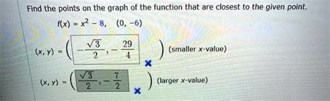 solved find the points o the graph of the function that are closest to the given point f x