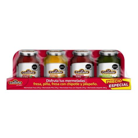Mermeladas La Costeña fresa piña fresa con chipotle y jalapeño 270 g c