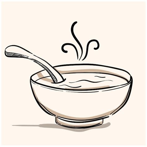 Tazón de sopa caliente dibujado a mano doodle icono miso sopa vector
