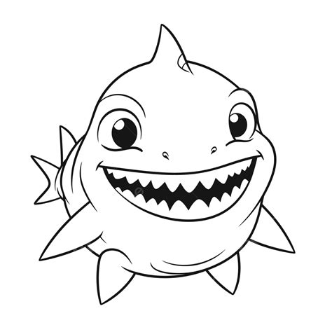 Cute Cartoon Shark Coloring Page Outline Sketch Drawing Vector Shark