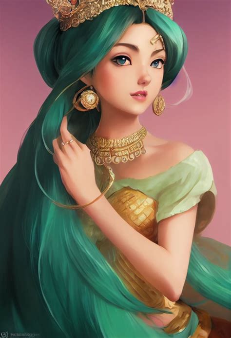 Prompthunt Portrait In Pixar Style Pin Up Indian Anime Queen Pale