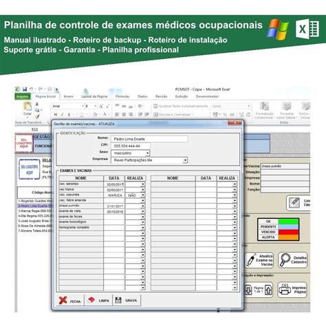 Planilha De Controle De Exames Médicos Ocupacionais R 89 00 em