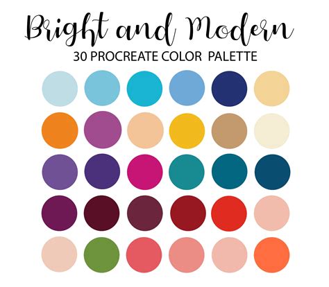 Mid Century Modern Color Palette For Procreate And HEX Codes For Canva
