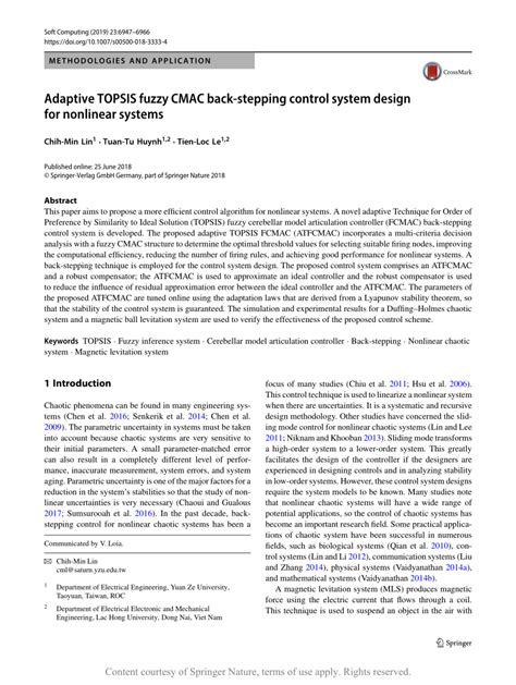 adaptive topsis fuzzy cmac back stepping control system design for nonlinear systems request pdf