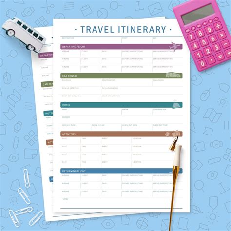 Travel Itinerary Printable