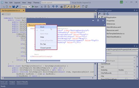 dock ui items wpf controls devexpress documentation
