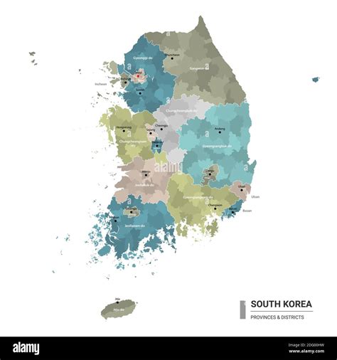 Corea Del Sur Mapa Detallado Con Subdivisiones Mapa Administrativo De