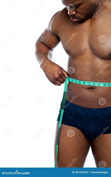 Muscular Man Measuring His Waist Stock Photo Image Of Model Male