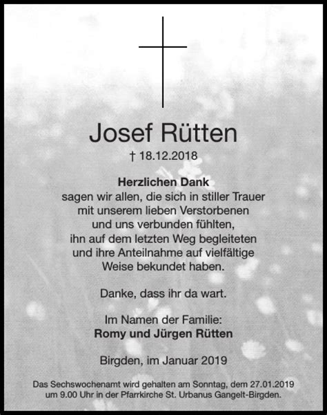 Traueranzeigen Von Josef R Tten Aachen Gedenkt
