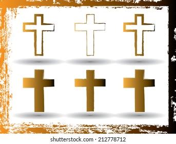 Set Wooden Christian Crosses Isolated On Stock Vector Royalty Free
