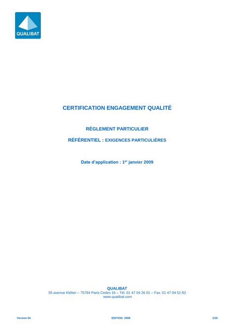 PDF CERTIFICATION ENGAGEMENT QUALITÉ les modifications