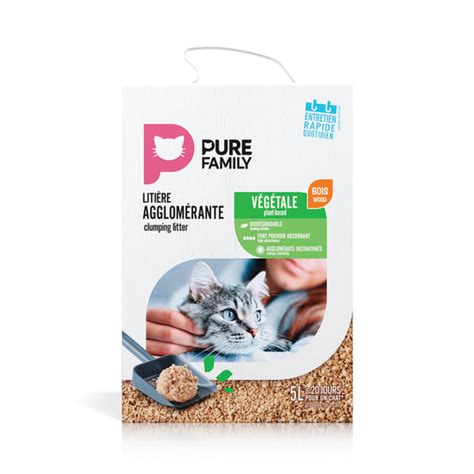 PURE FAMILY litière agglomérante végétale bois 5L Gamm vert