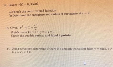 solved 12 given r t t 3cost a sketch the vector
