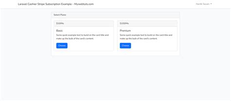 laravel cashier stripe subscription example