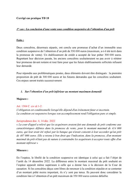 Corrigé CP 18 cas pratique sur pretm correction de mon chargé de td