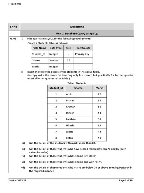 my sql questions pdf table database information technology