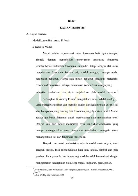 BAB 2 BAB II KAJIAN TEORITIS A Kajian Pustaka 1 Model Komunikasi