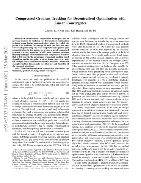 pdf compressed gradient tracking for decentralized optimization with linear convergence