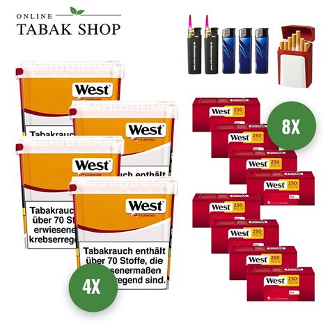 West Yellow Volumen Tabak 3x 230g 2000 West Red EXTRA Hülsen Sparpaket