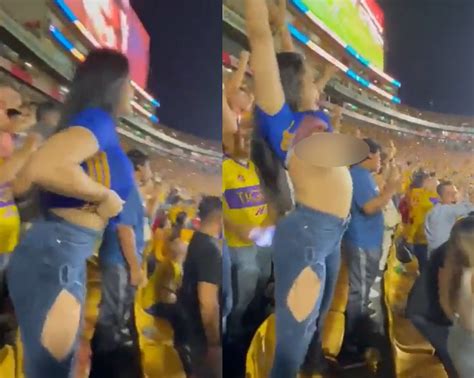 Woman Fan Of Tigres Lifts Her Blouse During Game Archyde