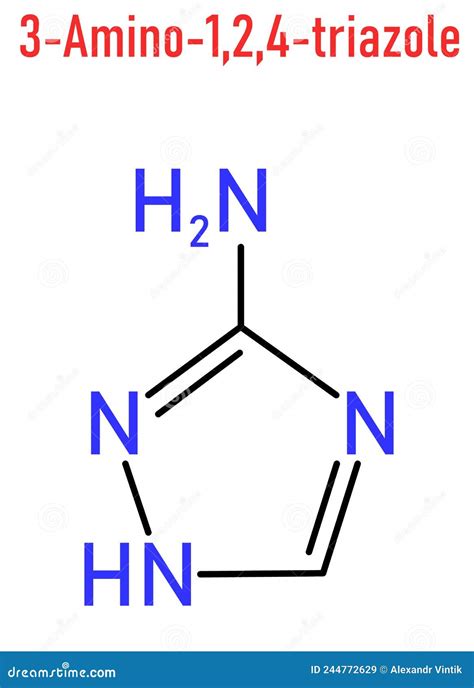 3 Amino 1 2 4 Triazole Or 3 At Amitrol Herbicide Molecule Skeletal