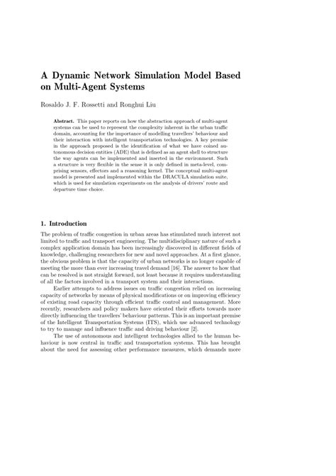[pdf] a dynamic network simulation model based on multi agent systems