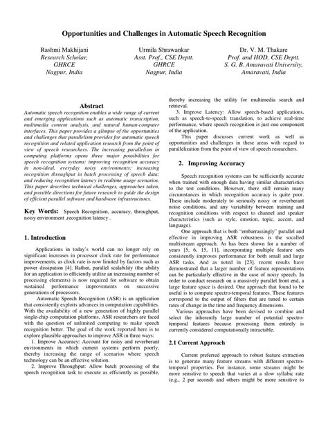 pdf opportunities and challenges in automatic speech recognition