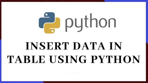 how to insert data in the table using python youtube
