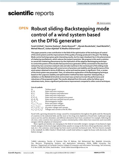pdf robust sliding backstepping mode control of a wind system based on the dfig generator