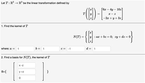 solved let t r3→r3 be the linear transformation defined by