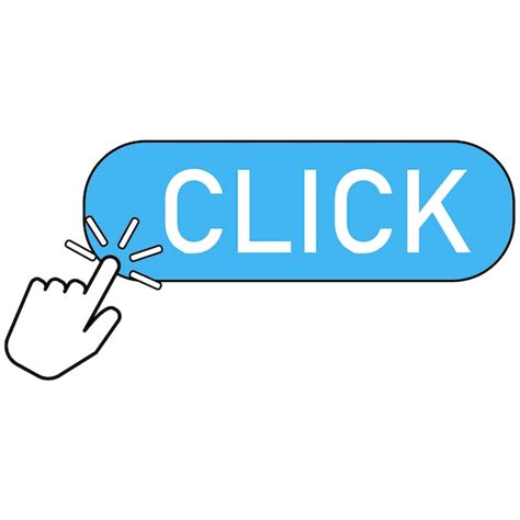 Icono plano con barra de clic azul botón puntero de mano haciendo clic