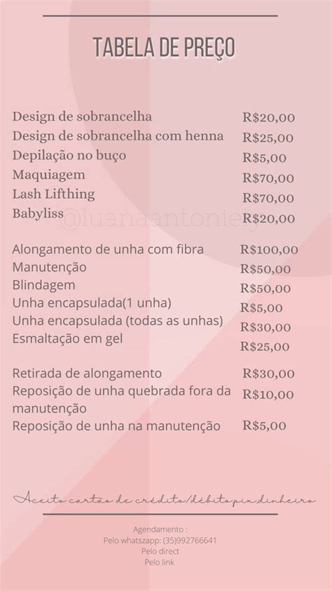Tabela de preços Preços cabeleireiro Sobrancelha Sobrancelhas visagismo