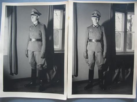 2 ALTE FOTOS SOLDATEN Wehrmacht Militär PORTRÄT Uniform Offizier EUR 8