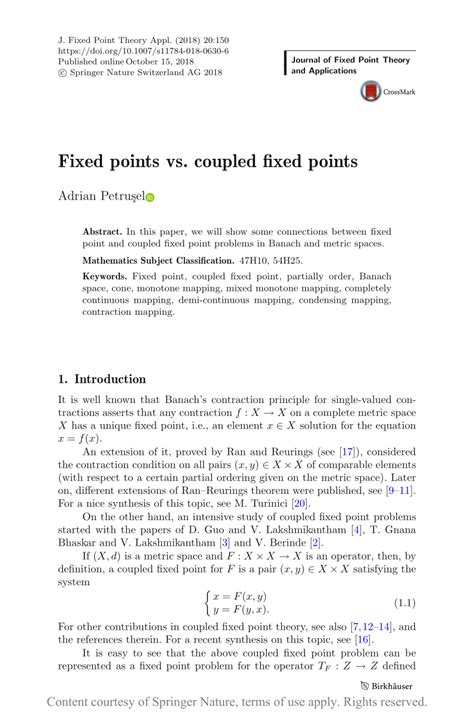 fixed points vs coupled fixed points request pdf