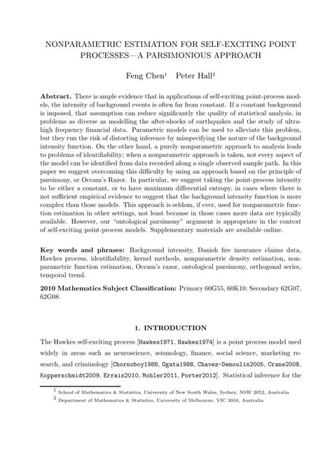 pdf nonparametric estimation for self exciting point processes a parsimonious approach